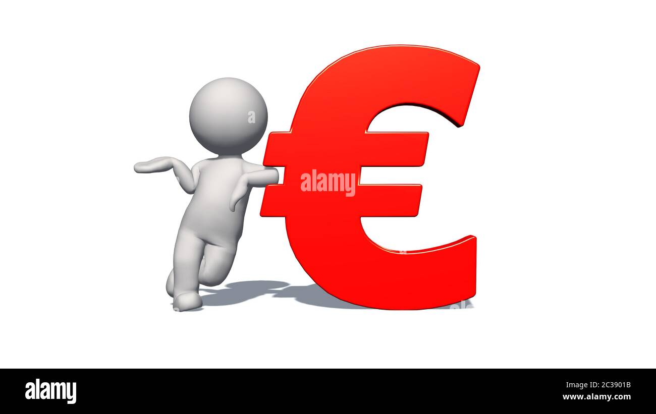 EURO currency sign - 3D figure with red EURO sign Stock Photo - Alamy