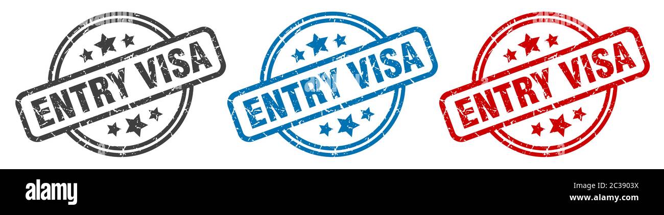 entry visa stamp. entry visa round isolated sign. entry visa label set ...