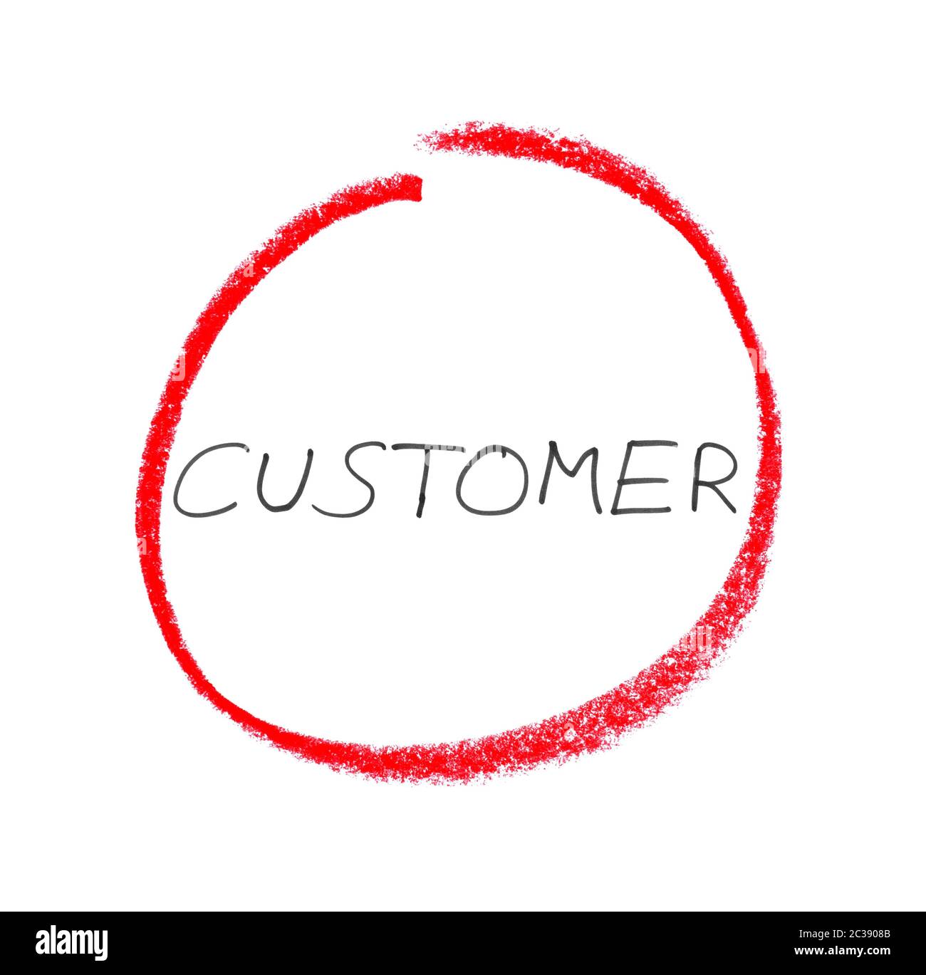Customer - Handwritten text with circle on white background Stock Photo ...