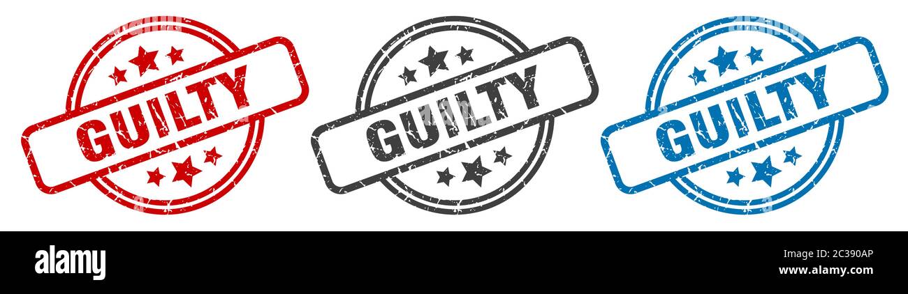guilty stamp. guilty round isolated sign. guilty label set Stock Vector ...