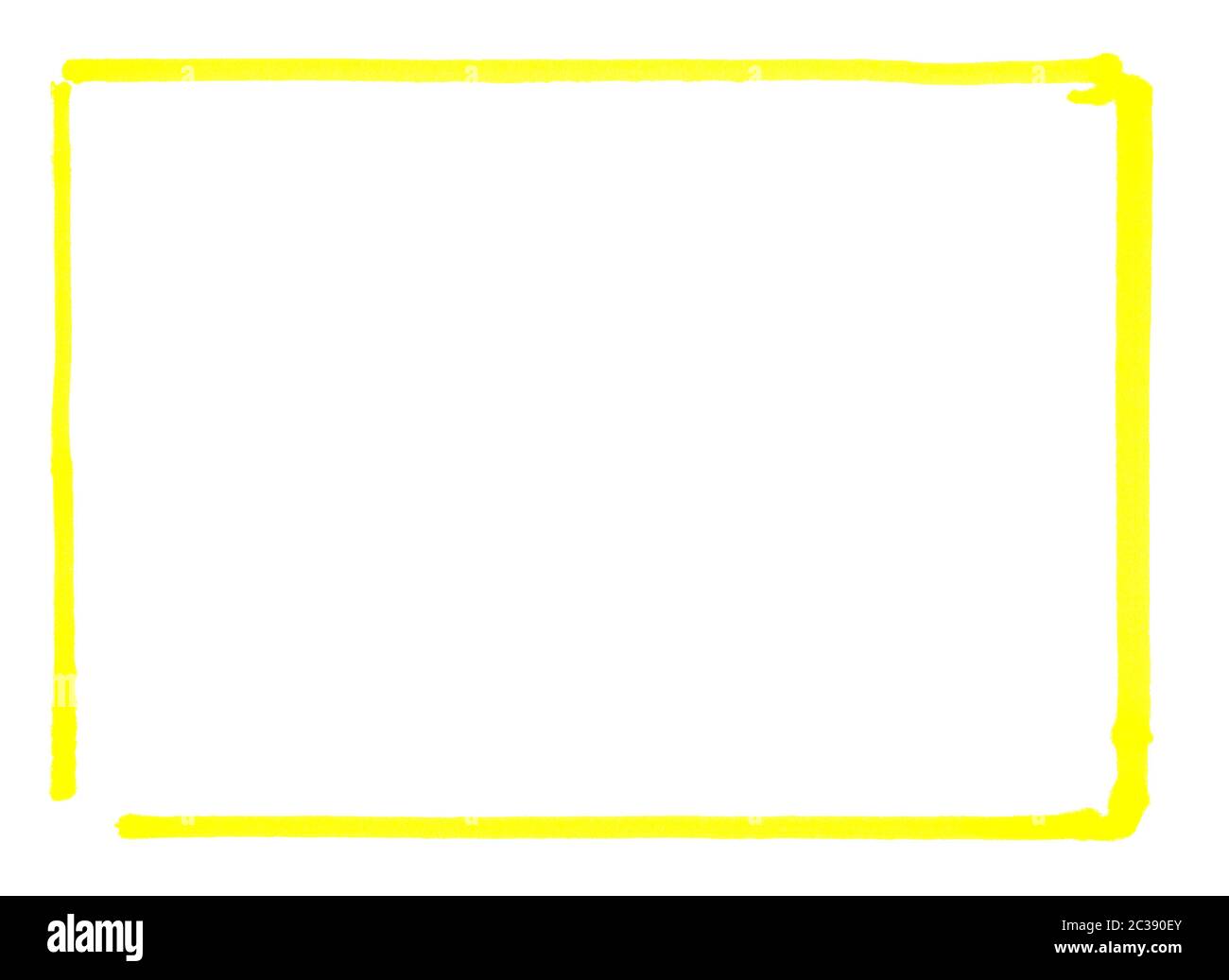 Empty blank hand painted yellow frame made with pencil on white ...