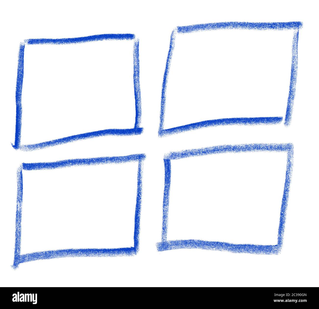 Set of 4 hand painted rectangle frames with blue color Stock Photo - Alamy