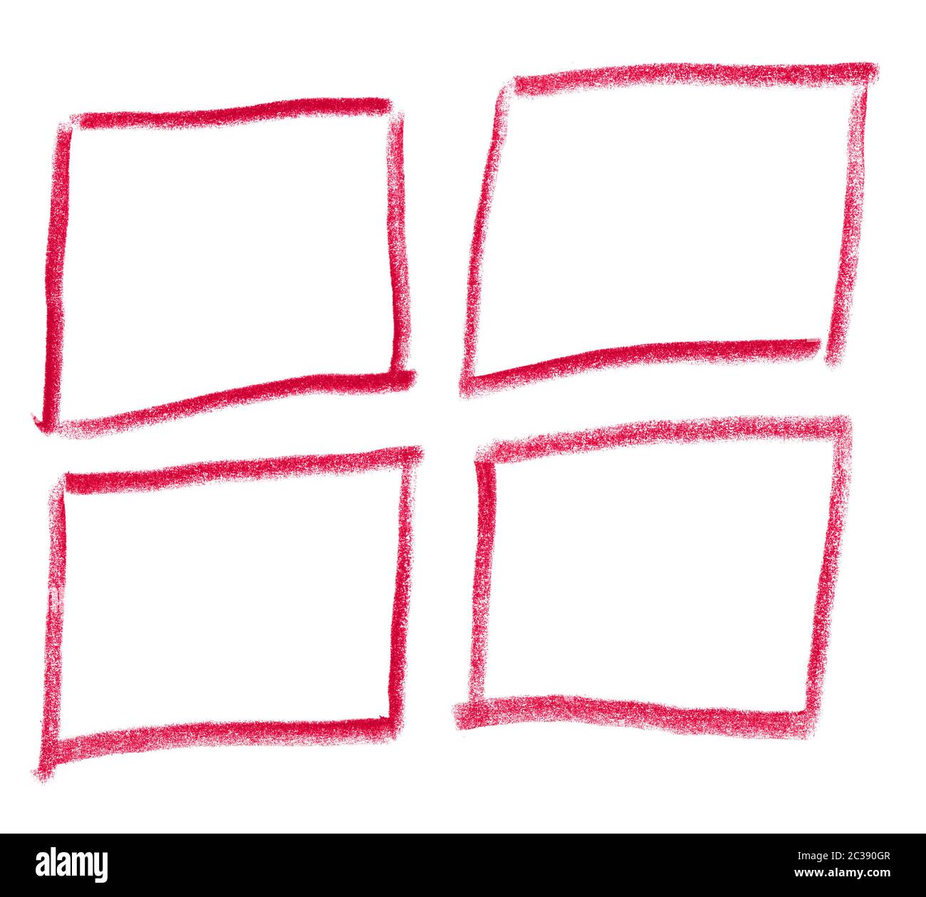 Set of 4 hand painted rectangle frames with red color Stock Photo - Alamy