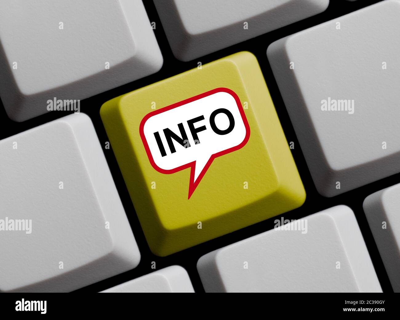 Computer Keyboard with yellow color: Info online Stock Photo - Alamy