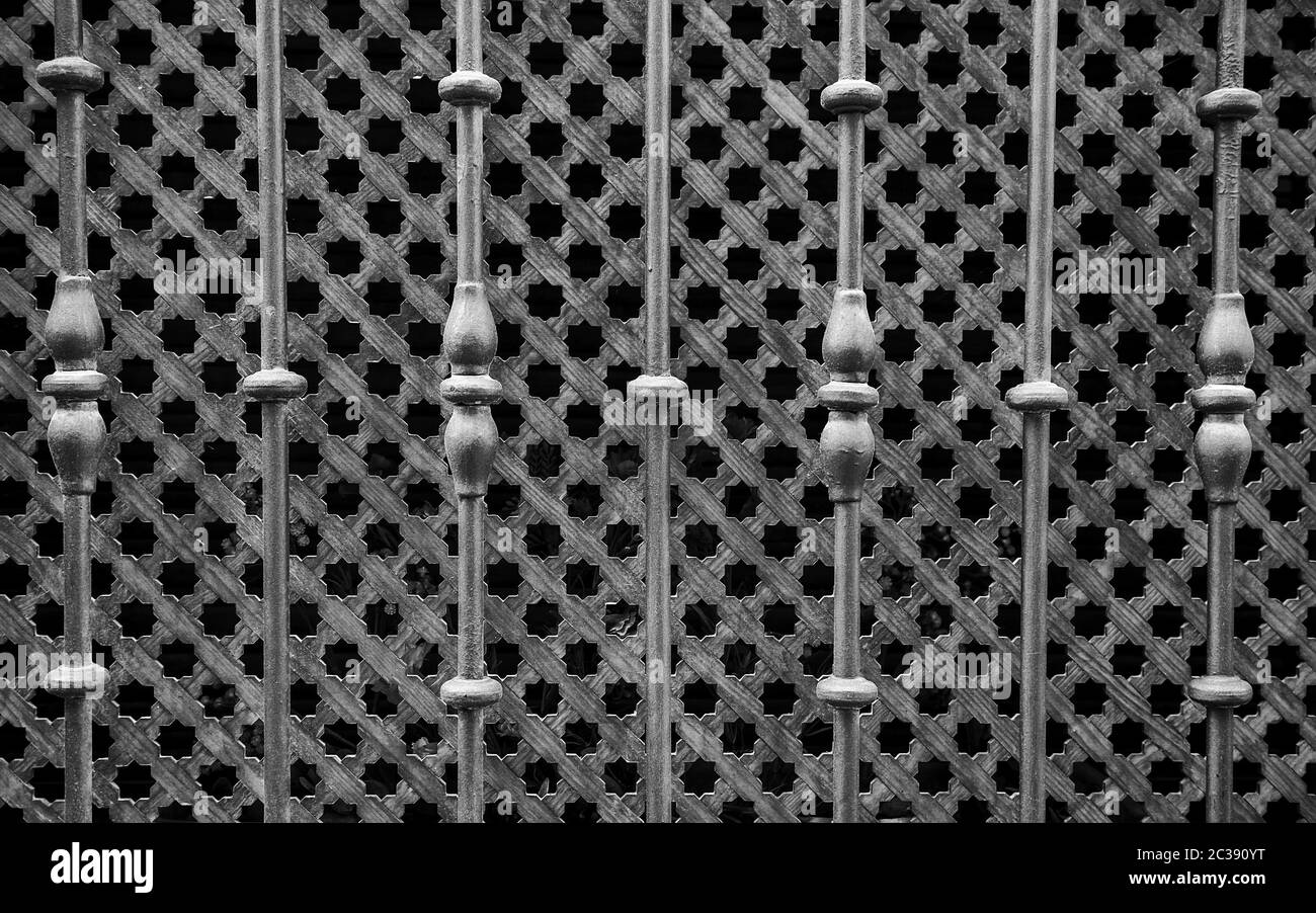 Metal wrought iron fence, decoration and protection detail, wrought ...