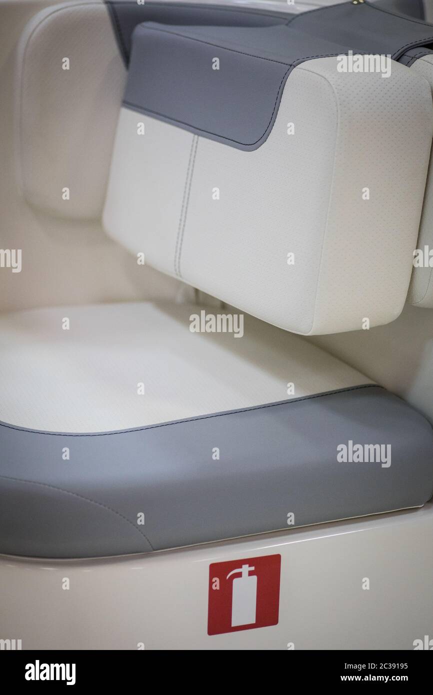 Close up image of a luxury seat in a speed boat Stock Photo - Alamy