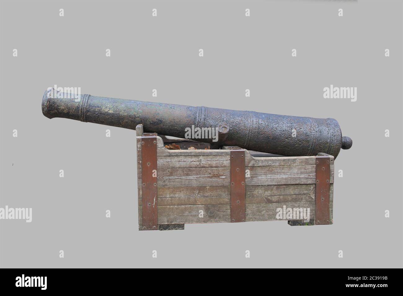Antique ship gun on an isolated background Stock Photo - Alamy