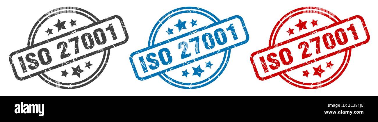 iso 27001 stamp. iso 27001 round isolated sign. iso 27001 label set ...