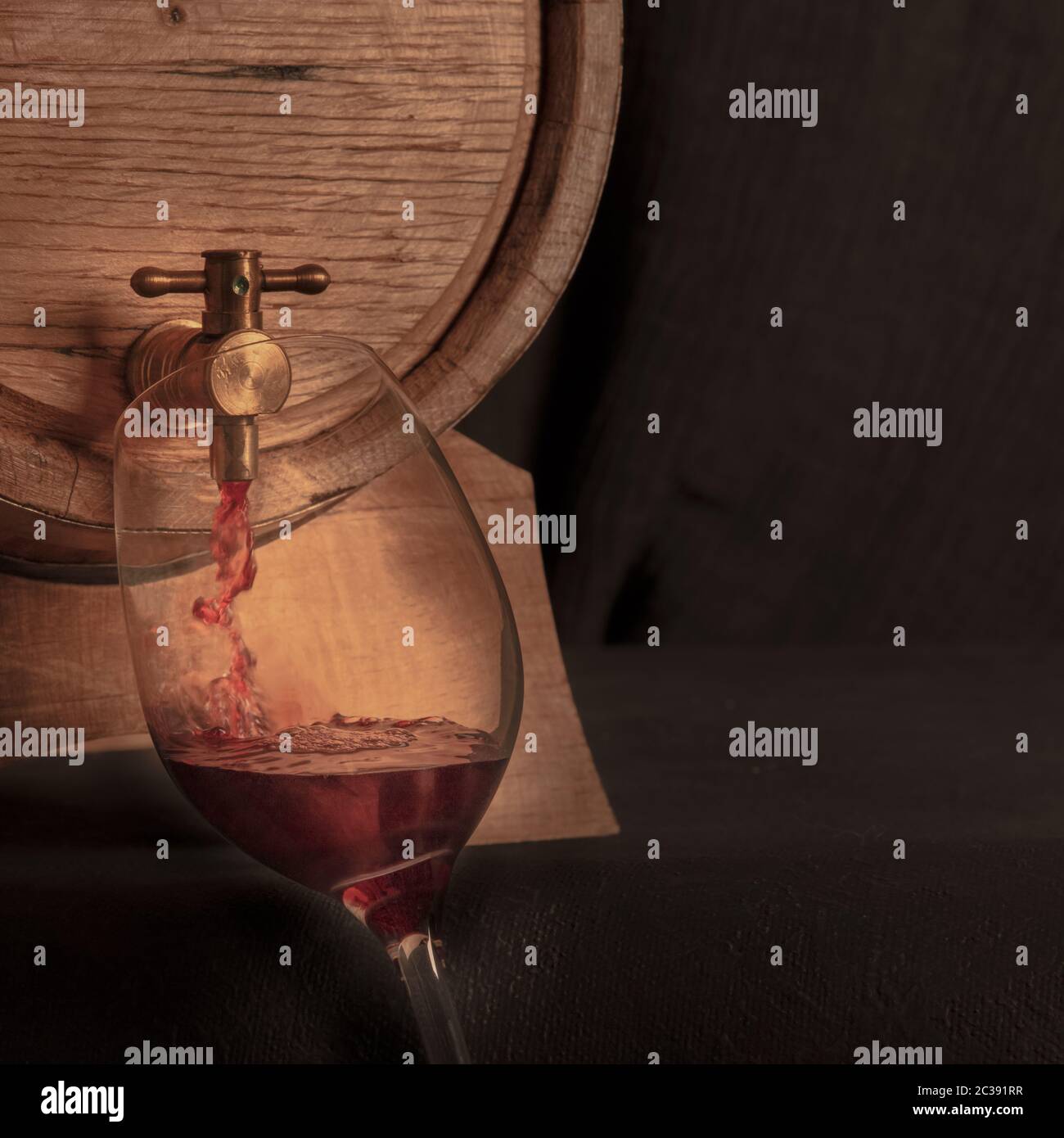 Pouring wine square design template with copy space, a jet of red wine ...