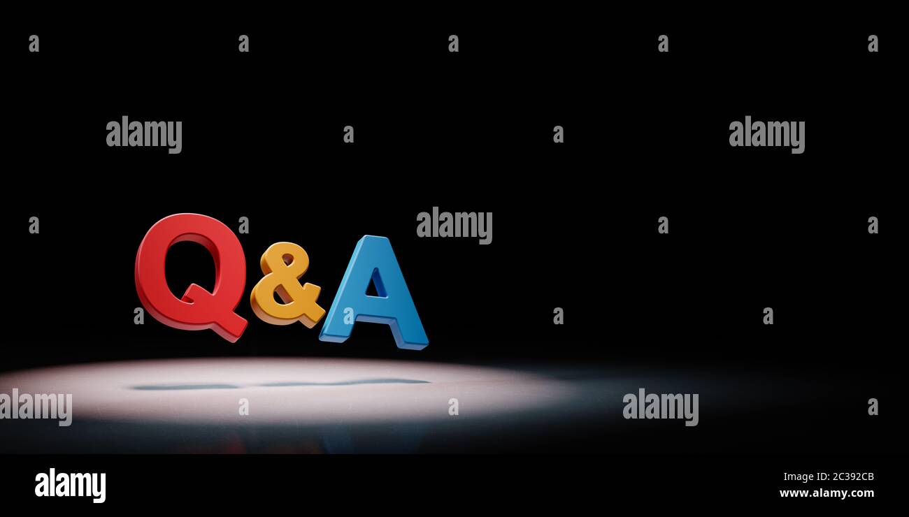 Question and Answer Text Concept Spotlighted on Black Background with ...