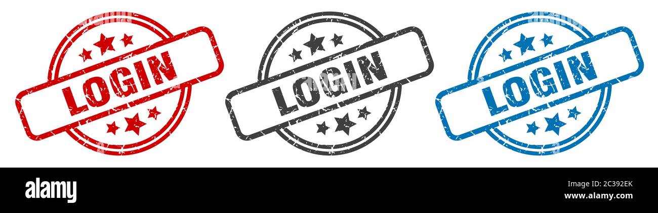 login stamp. login round isolated sign. login label set Stock Vector ...