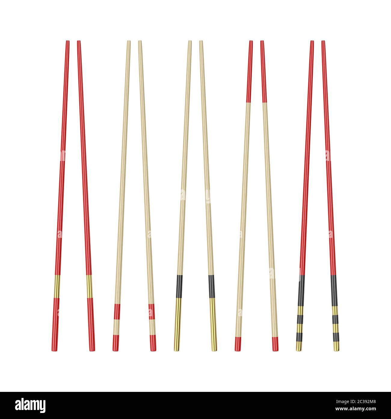 Collection of different wooden chopsticks, isolated on white background ...