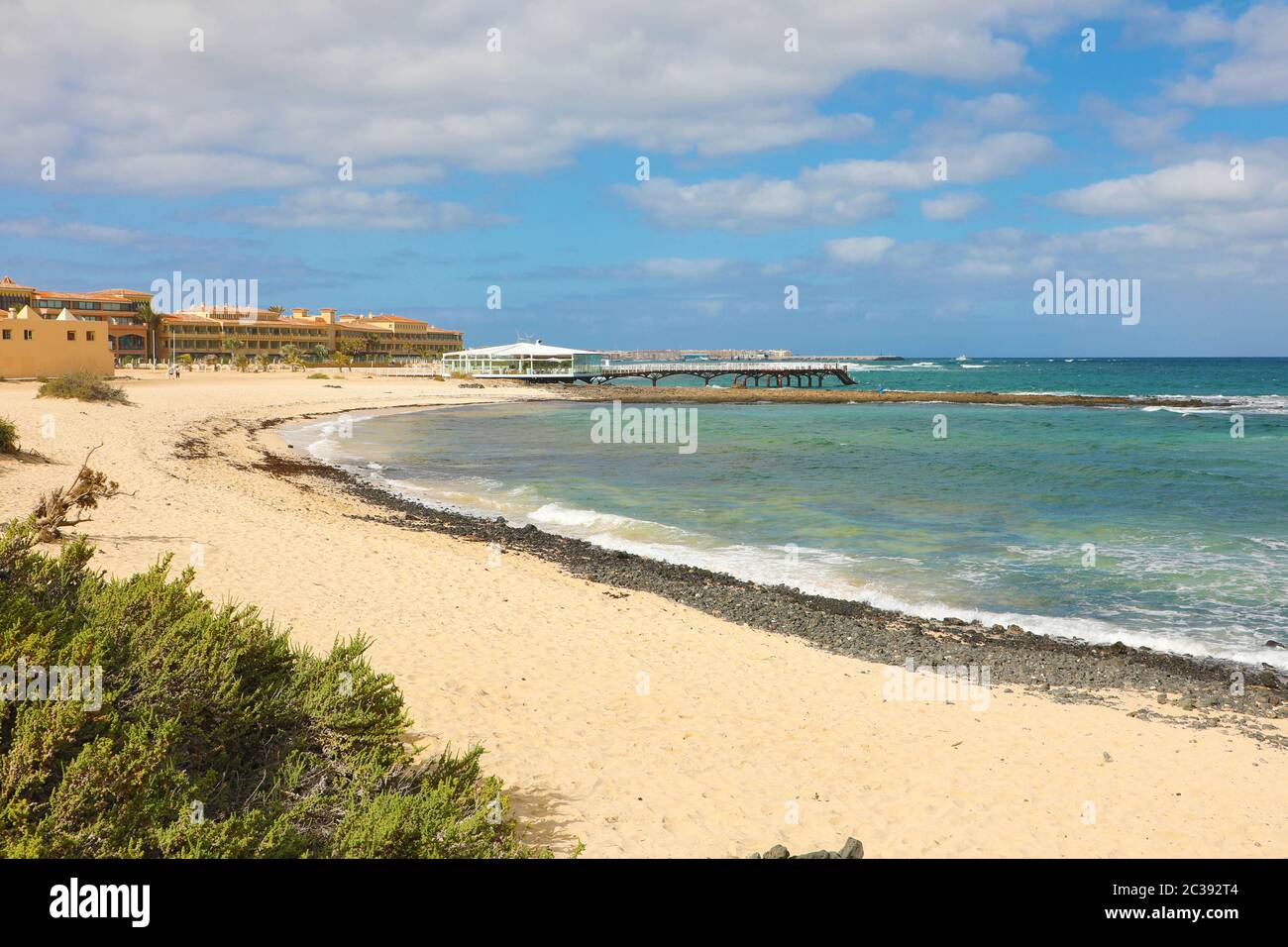 Beautiful view of Corralejo beach, Fuerteventura, Canary Islands Stock ...