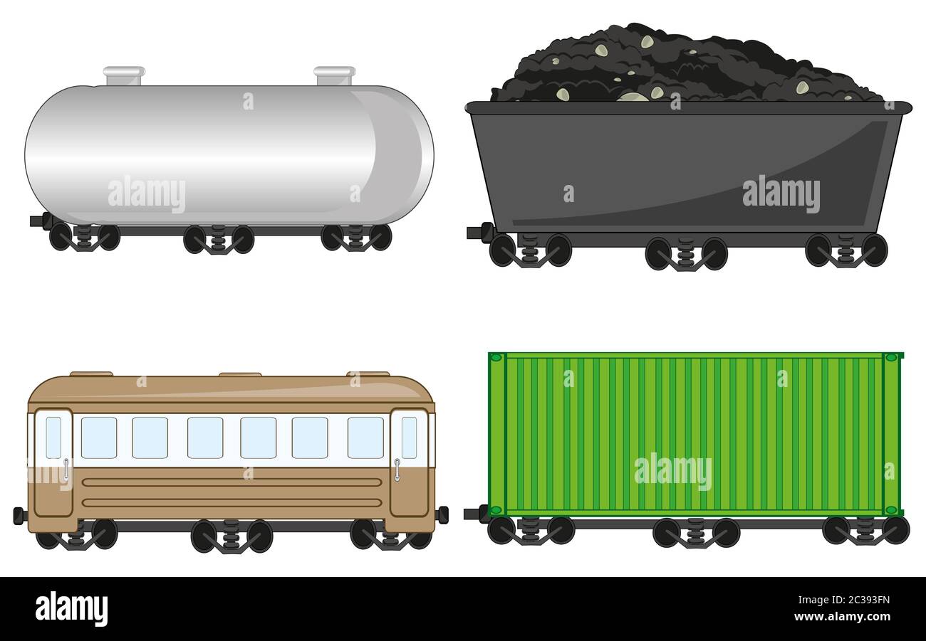 Types coach train on white background is insulated Stock Photo - Alamy