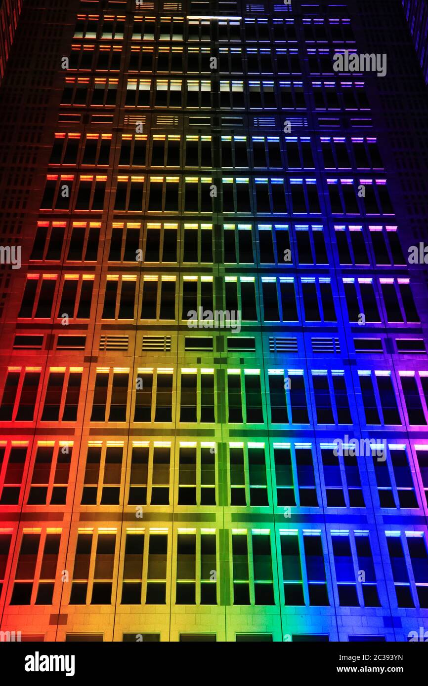 Building illuminated in rainbow colours hi-res stock photography and ...