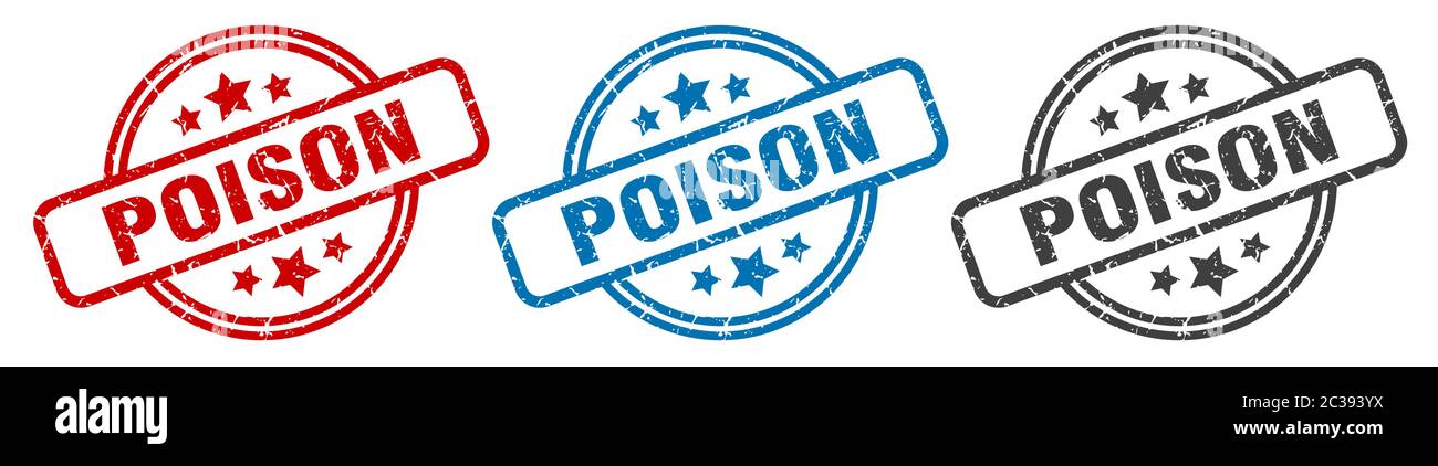poison stamp. poison round isolated sign. poison label set Stock Vector ...