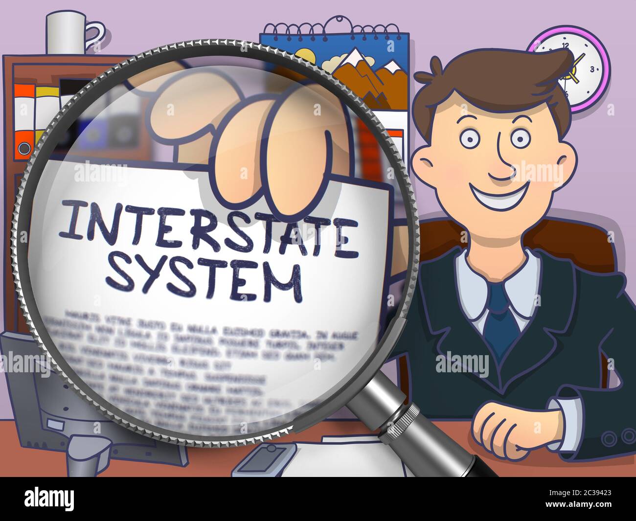 Interstate System on Paper in Business Man's Hand to Illustrate a ...