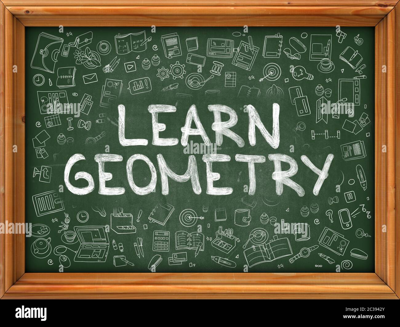 Learn Geometry - Handwritten Inscription by Chalk on Green Chalkboard ...