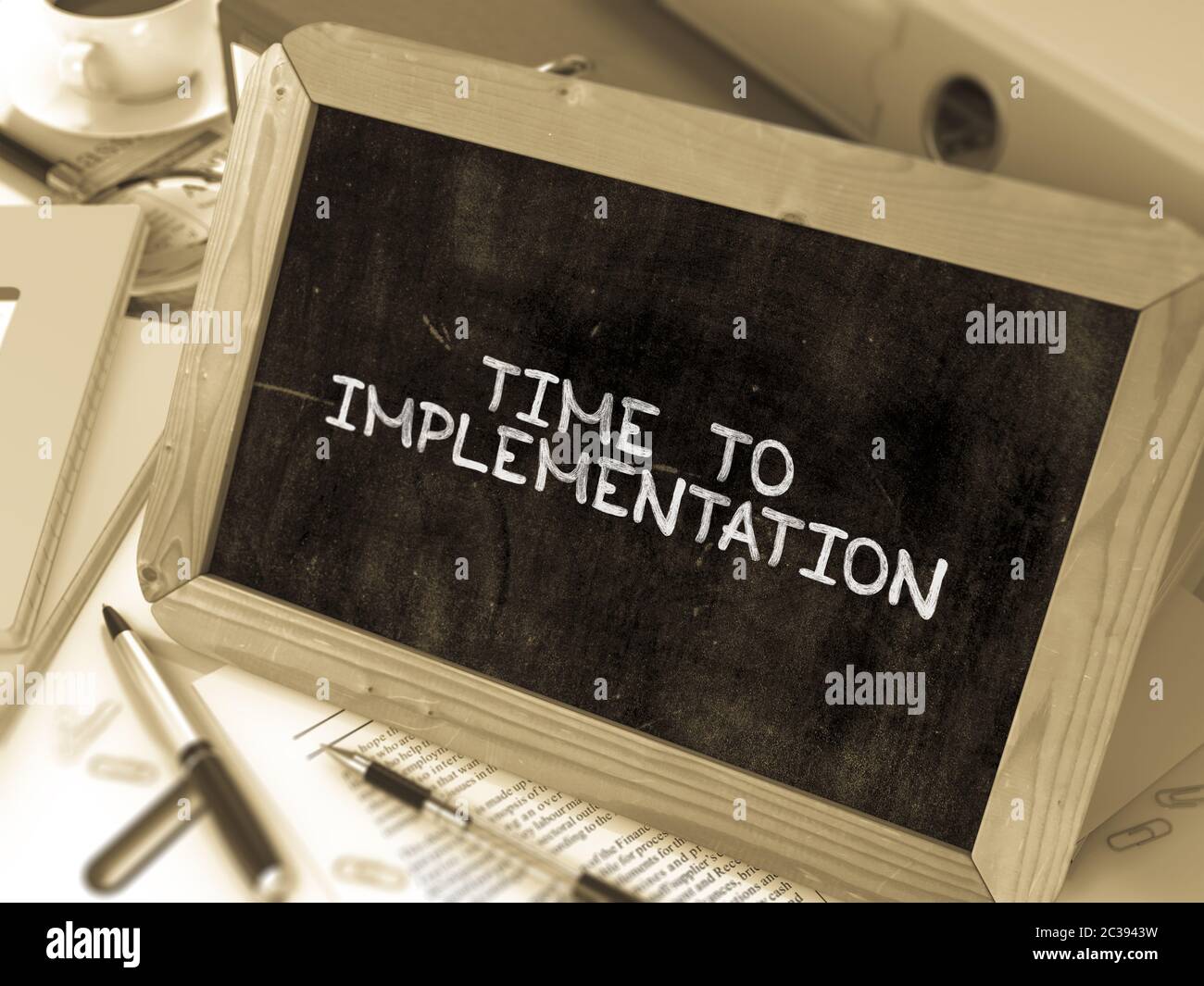 Time to Implementation Concept Hand Drawn on Chalkboard on Working ...