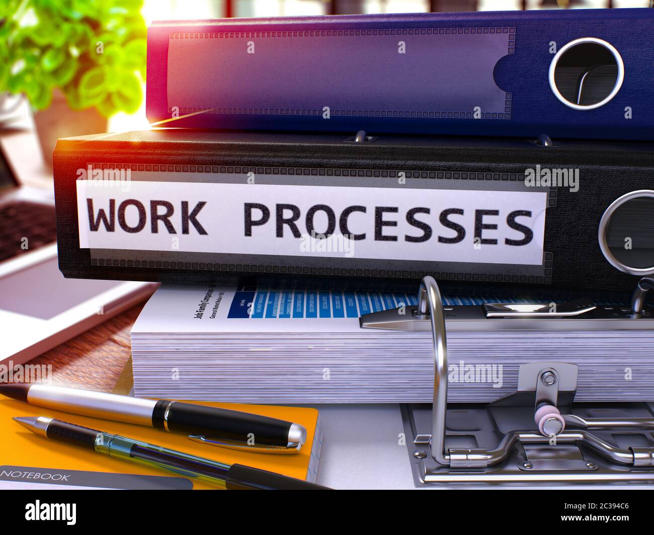Work Processes - Black Ring Binder on Office Desktop with Office ...