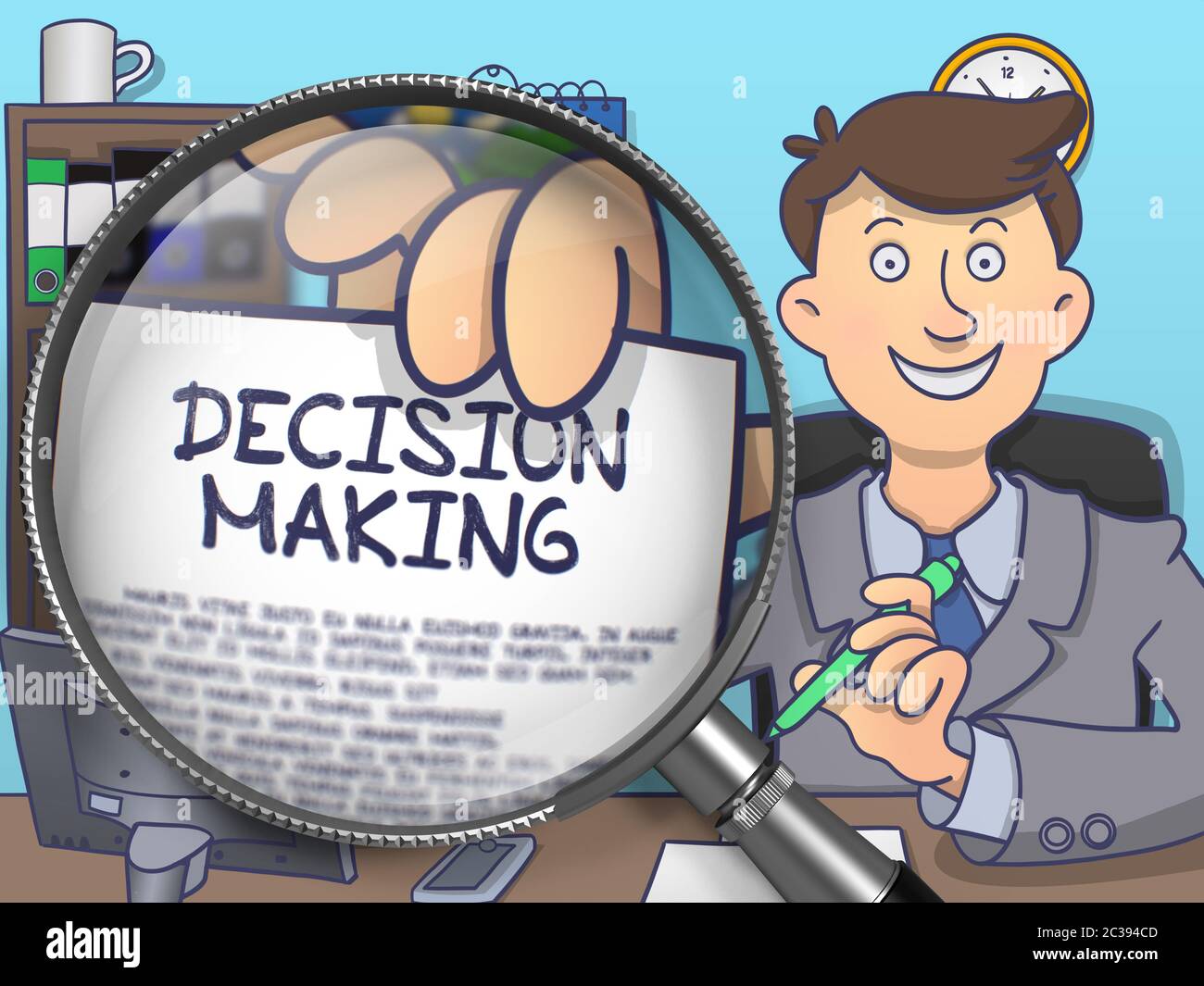 Officeman in Office Shows Text on Paper Decision Making. Closeup View ...
