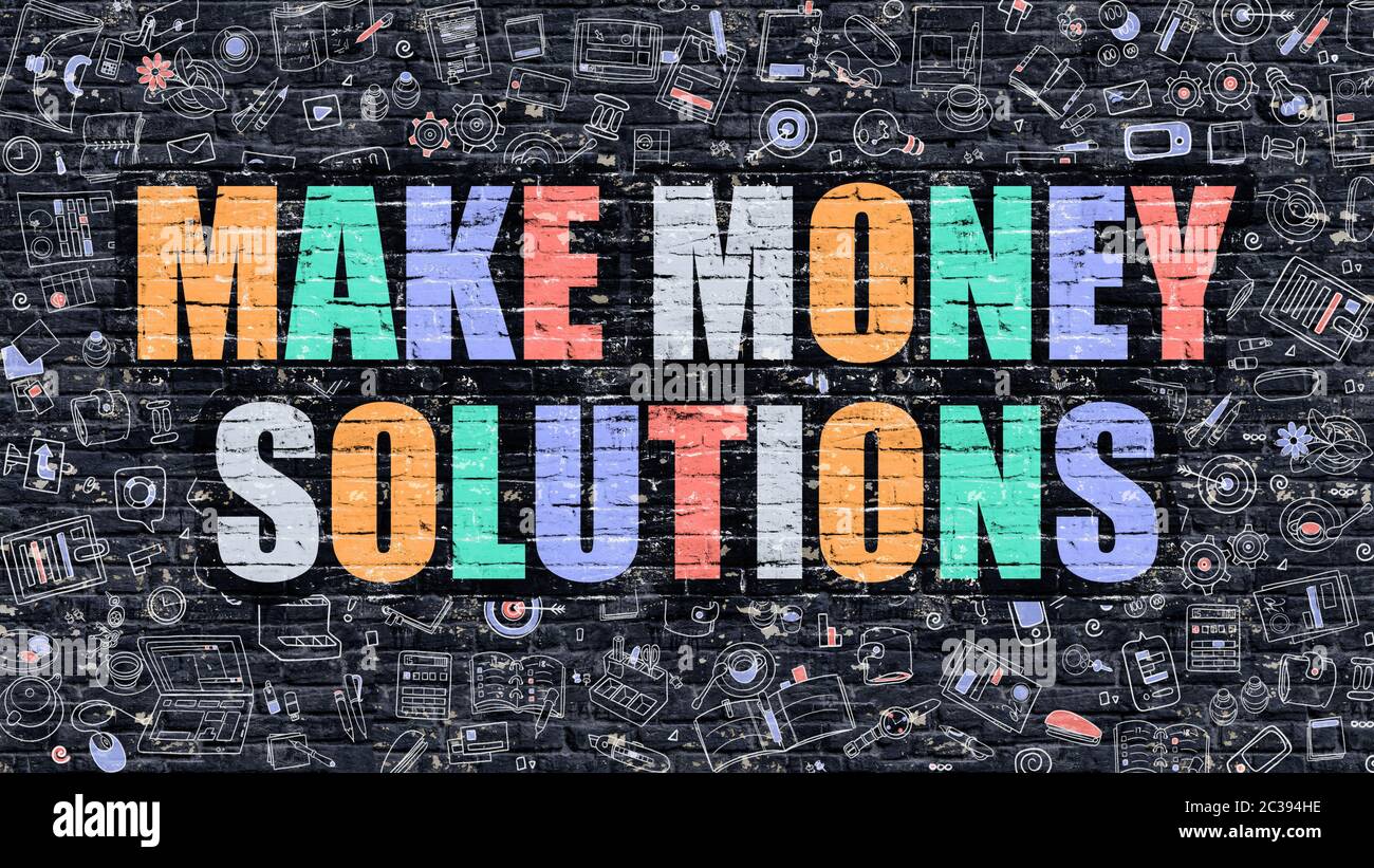 Multicolor Concept - Make Money Solutions on Dark Brick Wall with ...