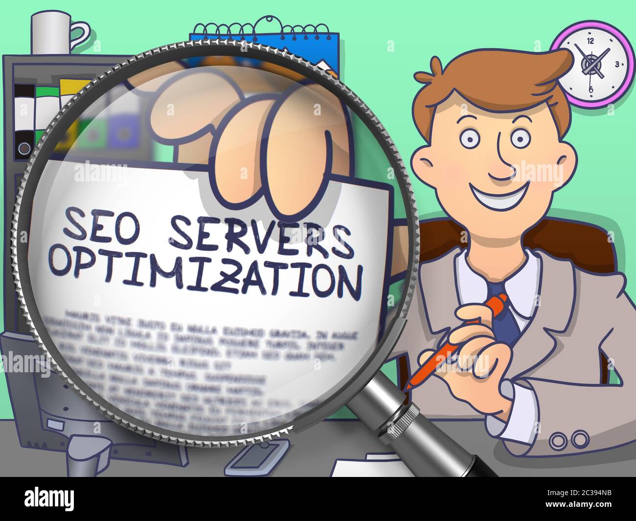SEO Servers Optimization on Paper in Man's Hand through Magnifying ...