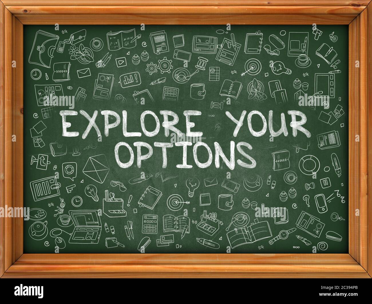 Explore Your Options - Hand Drawn on Chalkboard. Explore Your Options ...