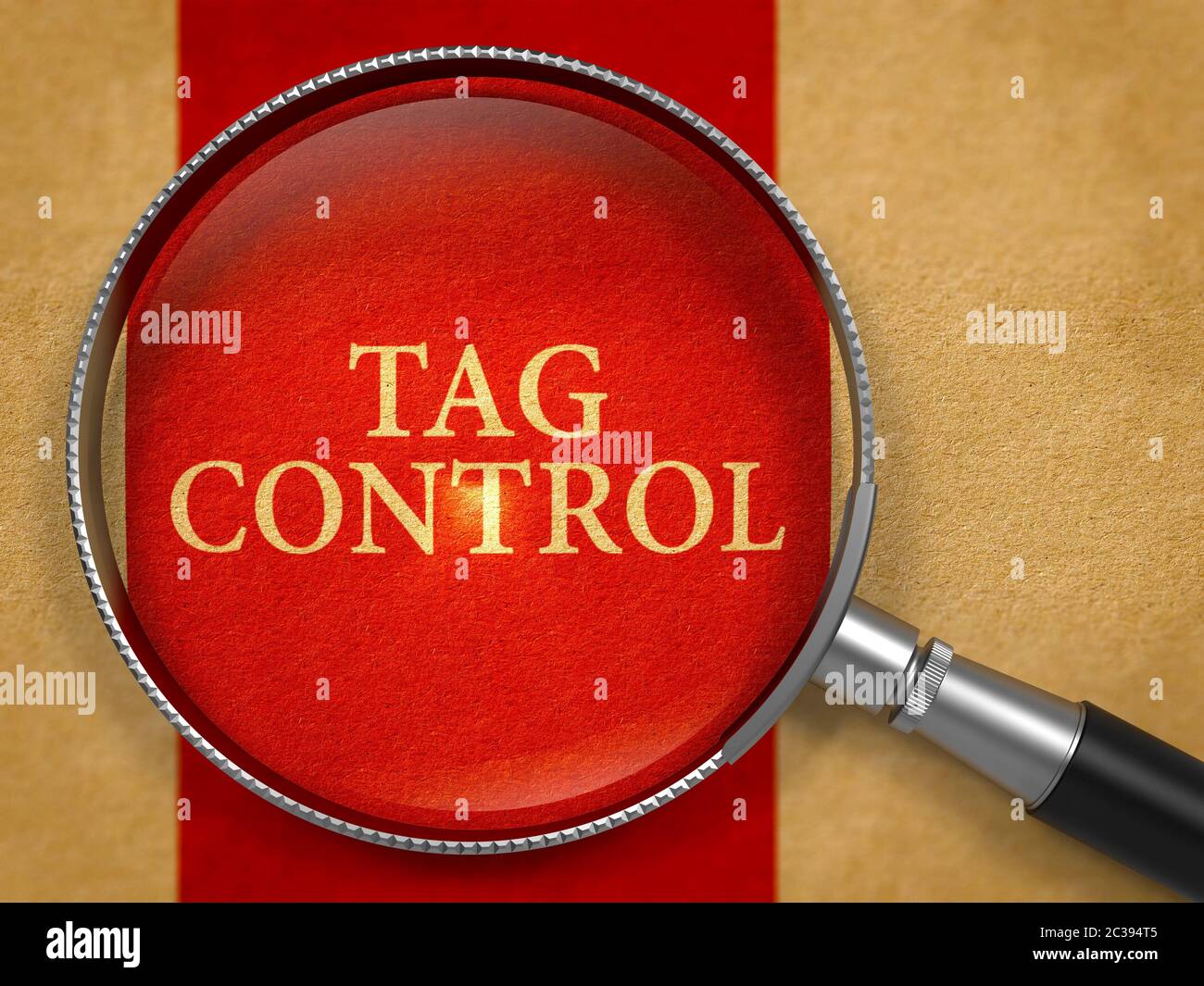Tag Control through Lens on Old Paper with Crimson Vertical Line ...