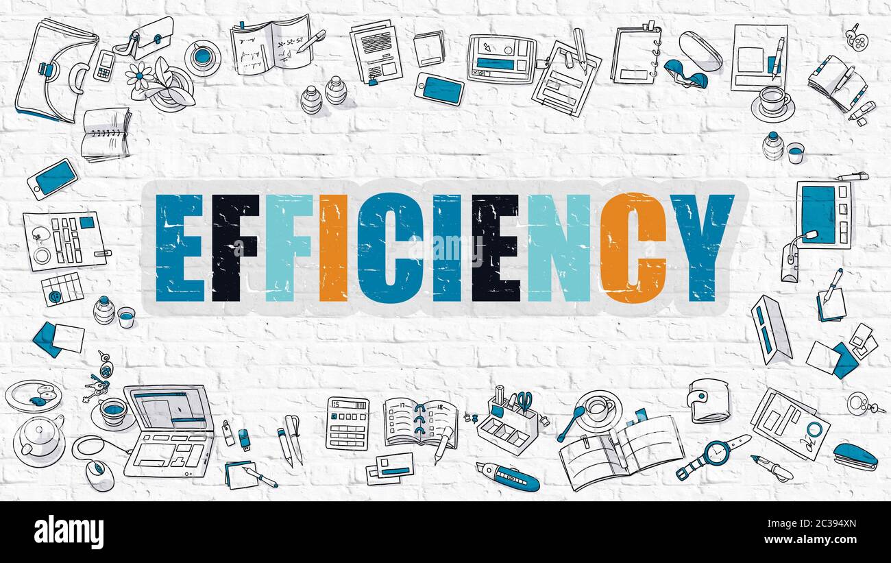 Multicolor Concept - Efficiency - on White Brick Wall with Doodle Icons ...