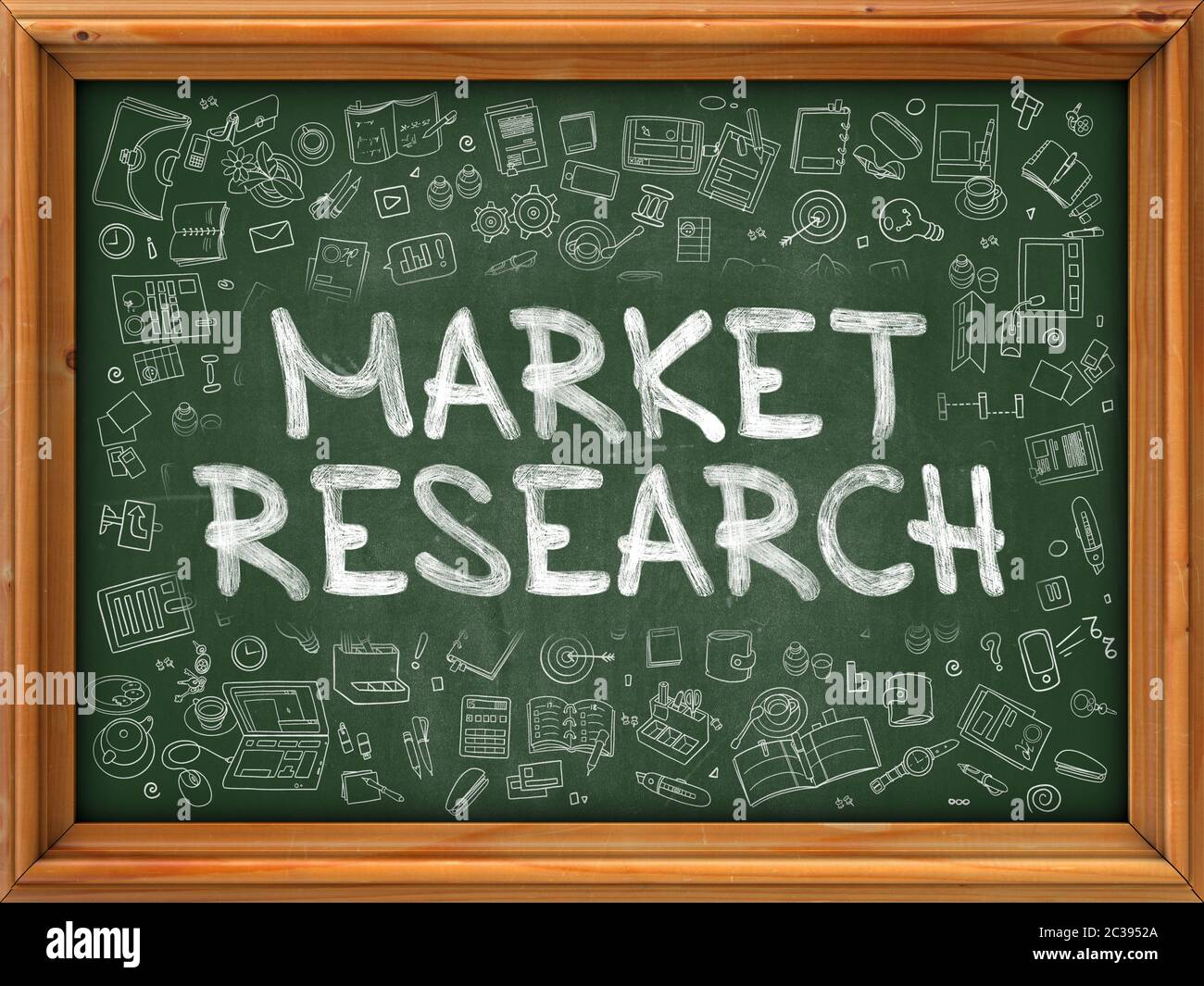 Market Research - Hand Drawn on Chalkboard. Market Research with Doodle ...
