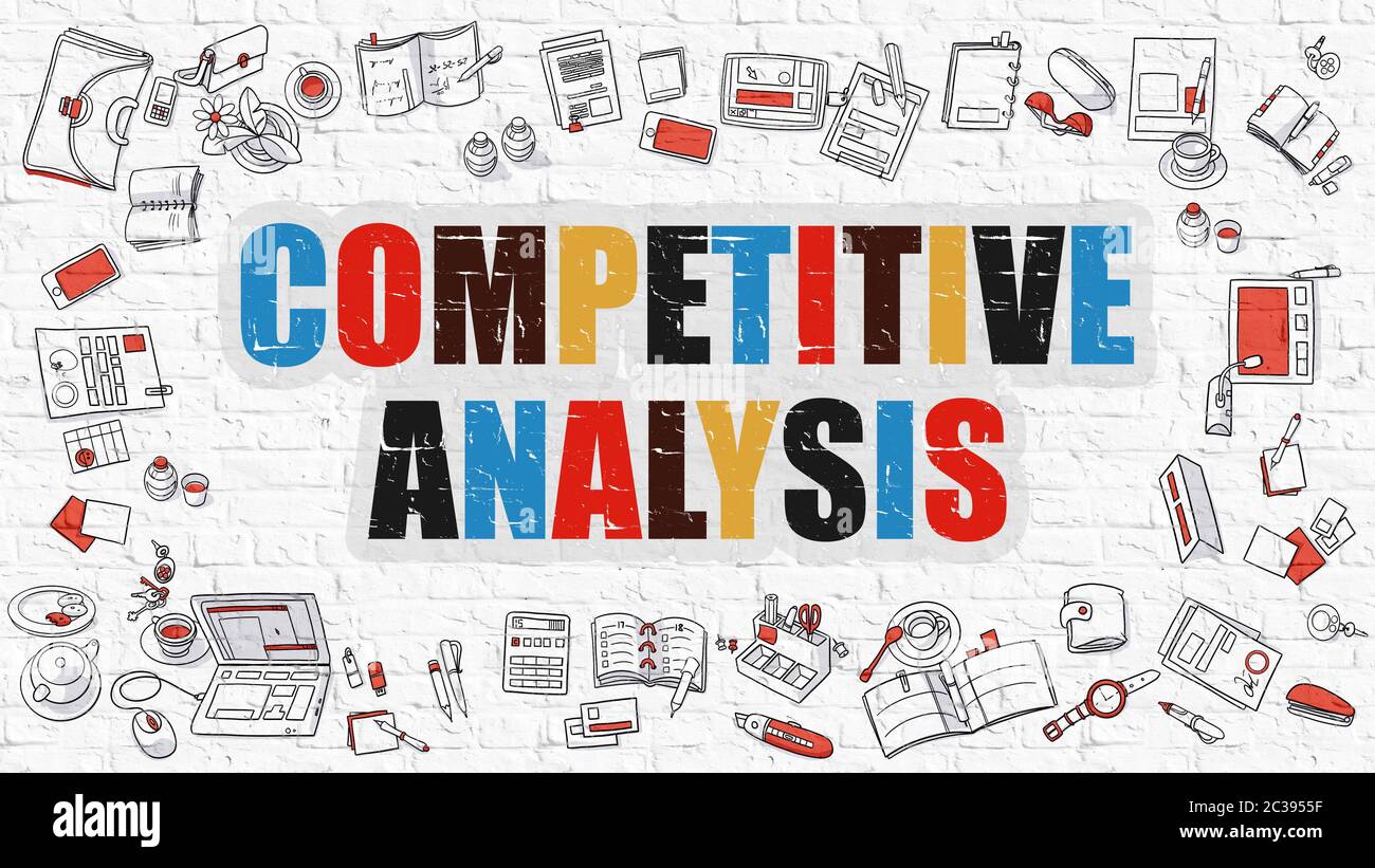 Competitive Analysis - Multicolor Concept with Doodle Icons Around on ...
