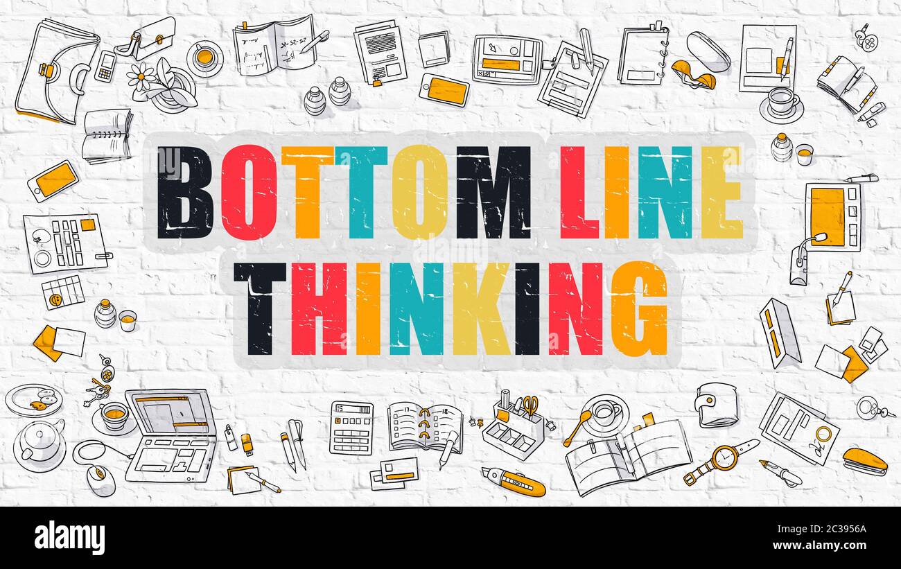 Bottom Line Thinking Concept. Modern Line Style Illustation. Multicolor ...