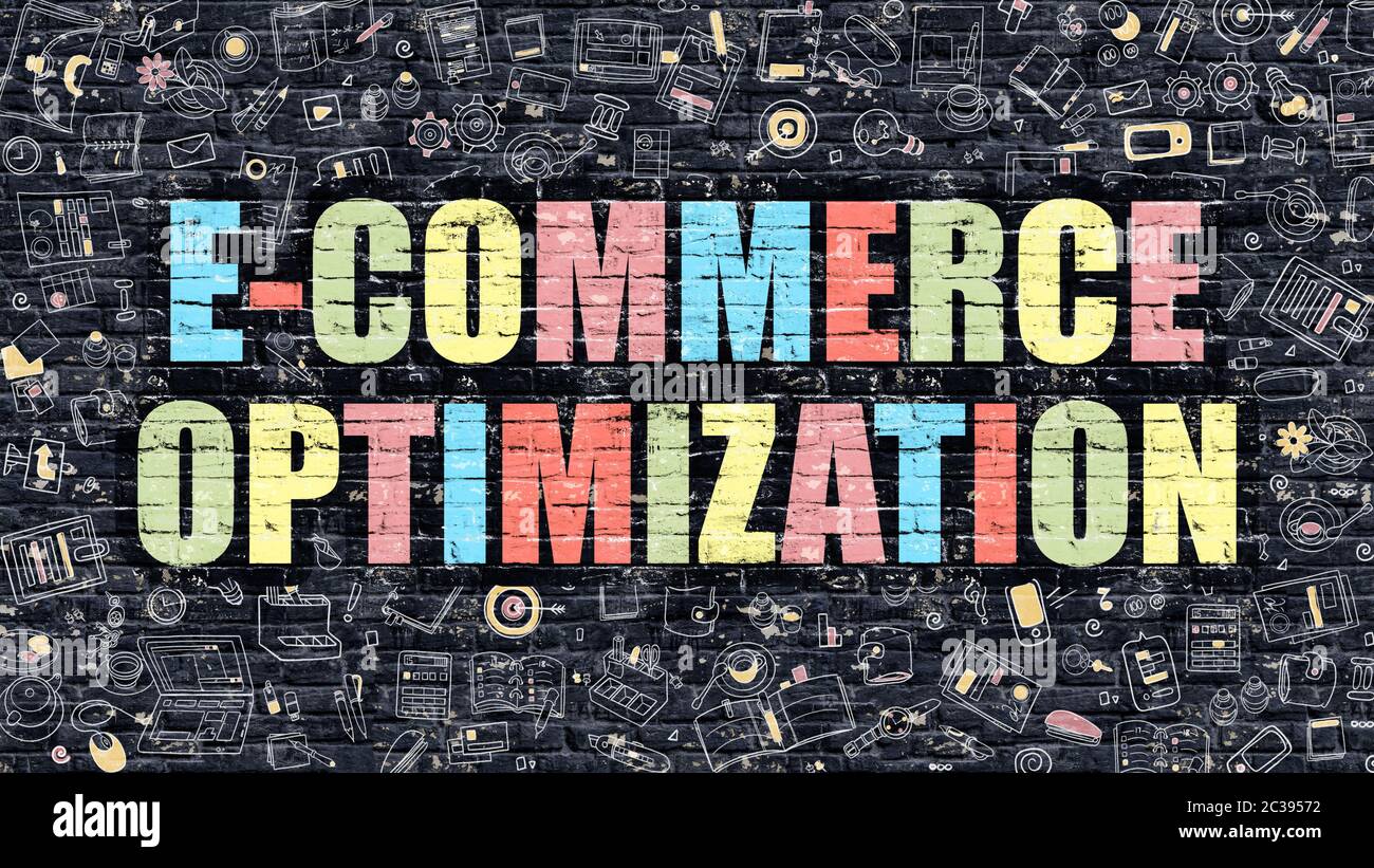 E-Commerce Optimization Concept. E-Commerce Optimization Drawn on Dark ...