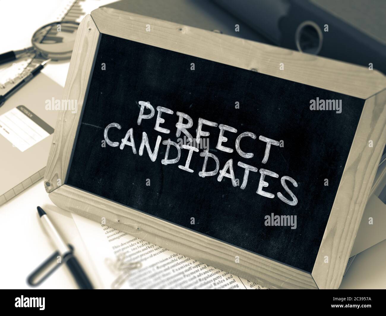 Hand Drawn Perfect Candidates Concept on Chalkboard. Blurred Background ...