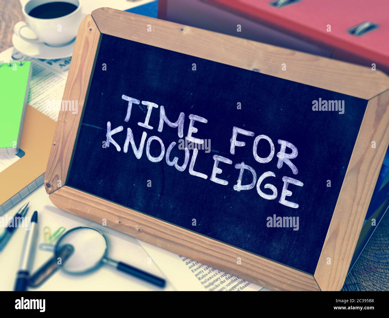 Time for Knowledge Concept Hand Drawn on Chalkboard on Working Table ...
