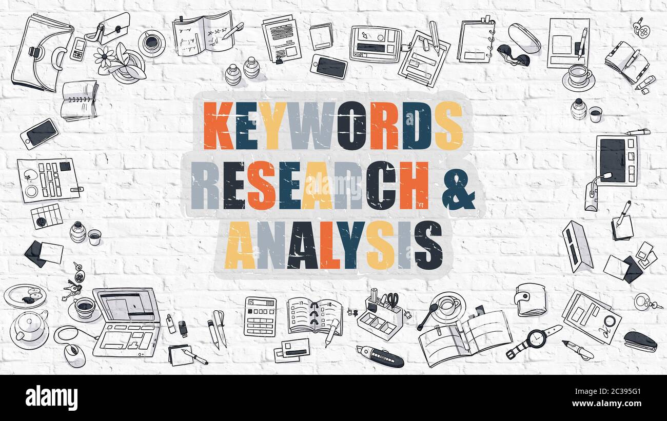 Keywords Research and Analysis - Multicolor Concept with Doodle Icons ...