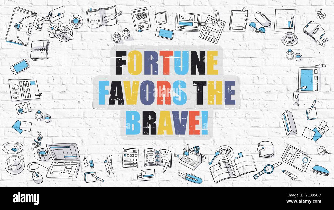 Fortune Favors the Brave Concept. Modern Line Style Illustation ...