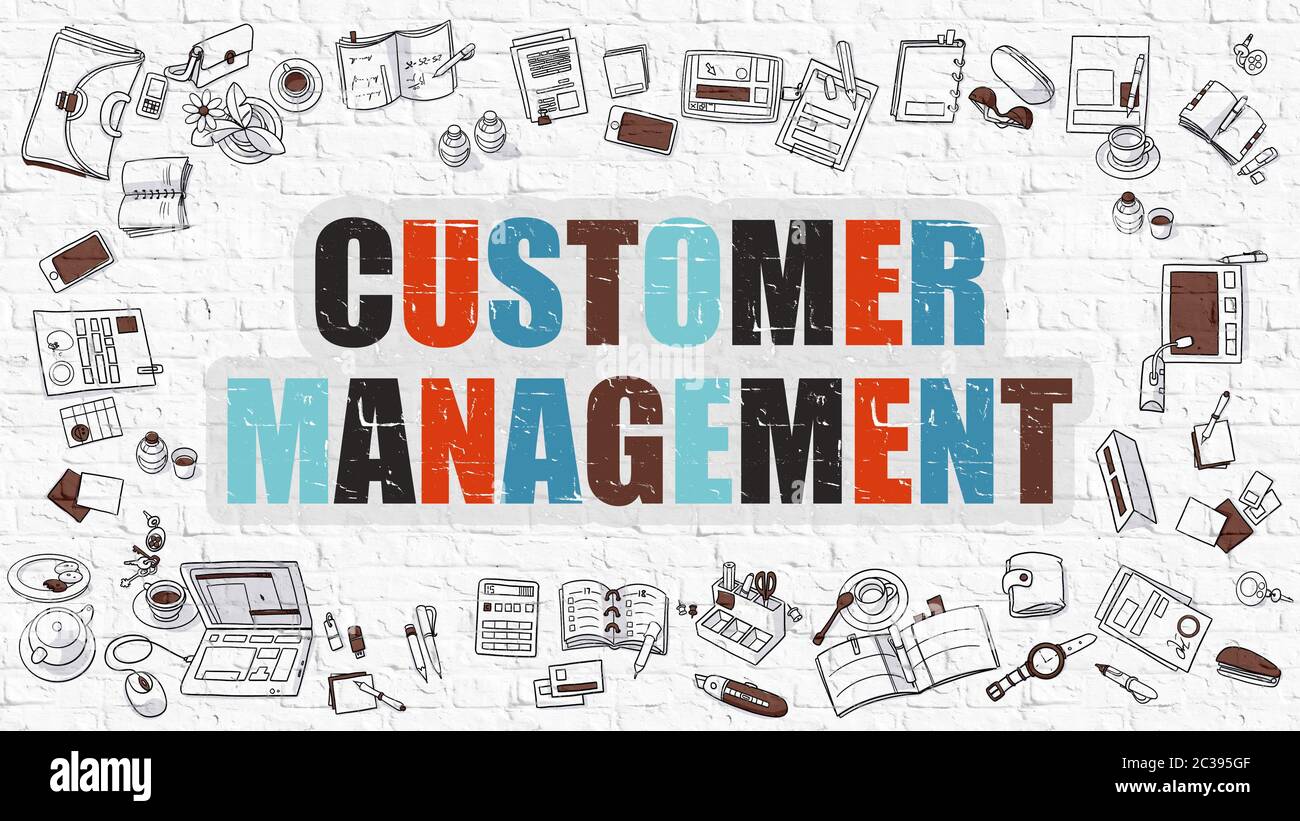 Multicolor Concept - Customer Management - on White Brick Wall with ...