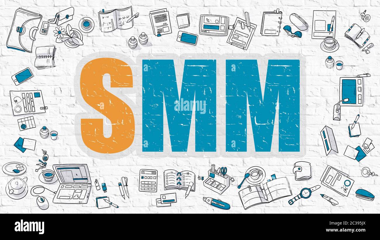 SMM - Social Media Marketing - Multicolor Concept with Doodle Icons ...