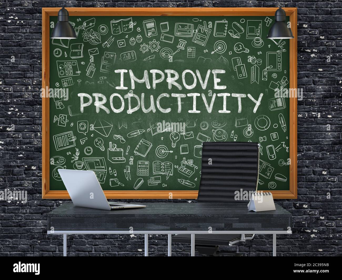 Improve Productivity Concept Handwritten on Green Chalkboard with ...