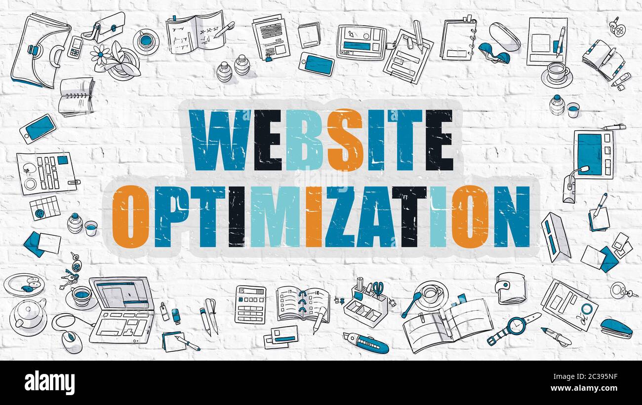 Website Optimization Concept. Website Optimization Drawn on White Wall ...