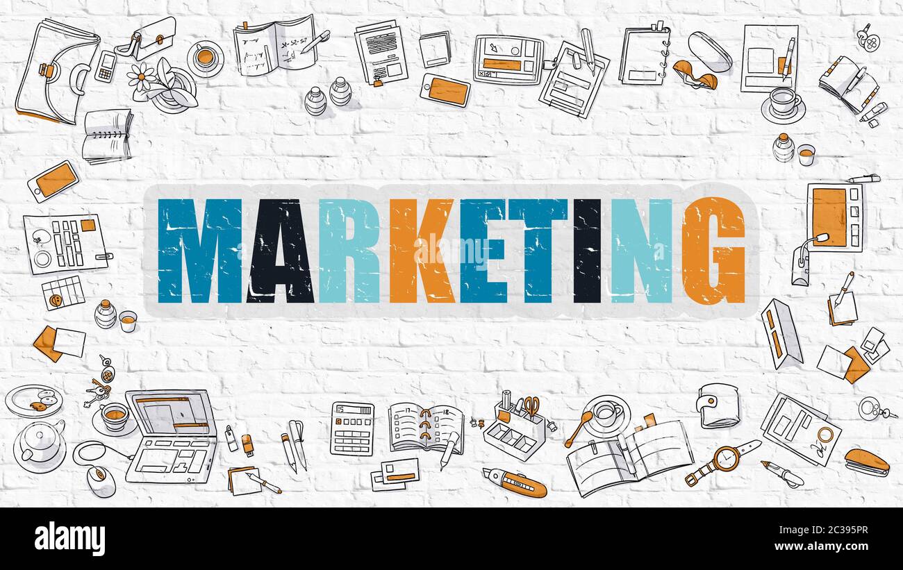 Marketing Concept. Modern Line Style Illustration. Multicolor Marketing ...