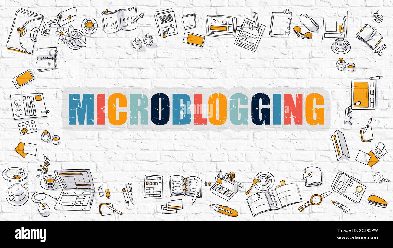 Microblogging Concept. Modern Line Style Illustation. Multicolor ...