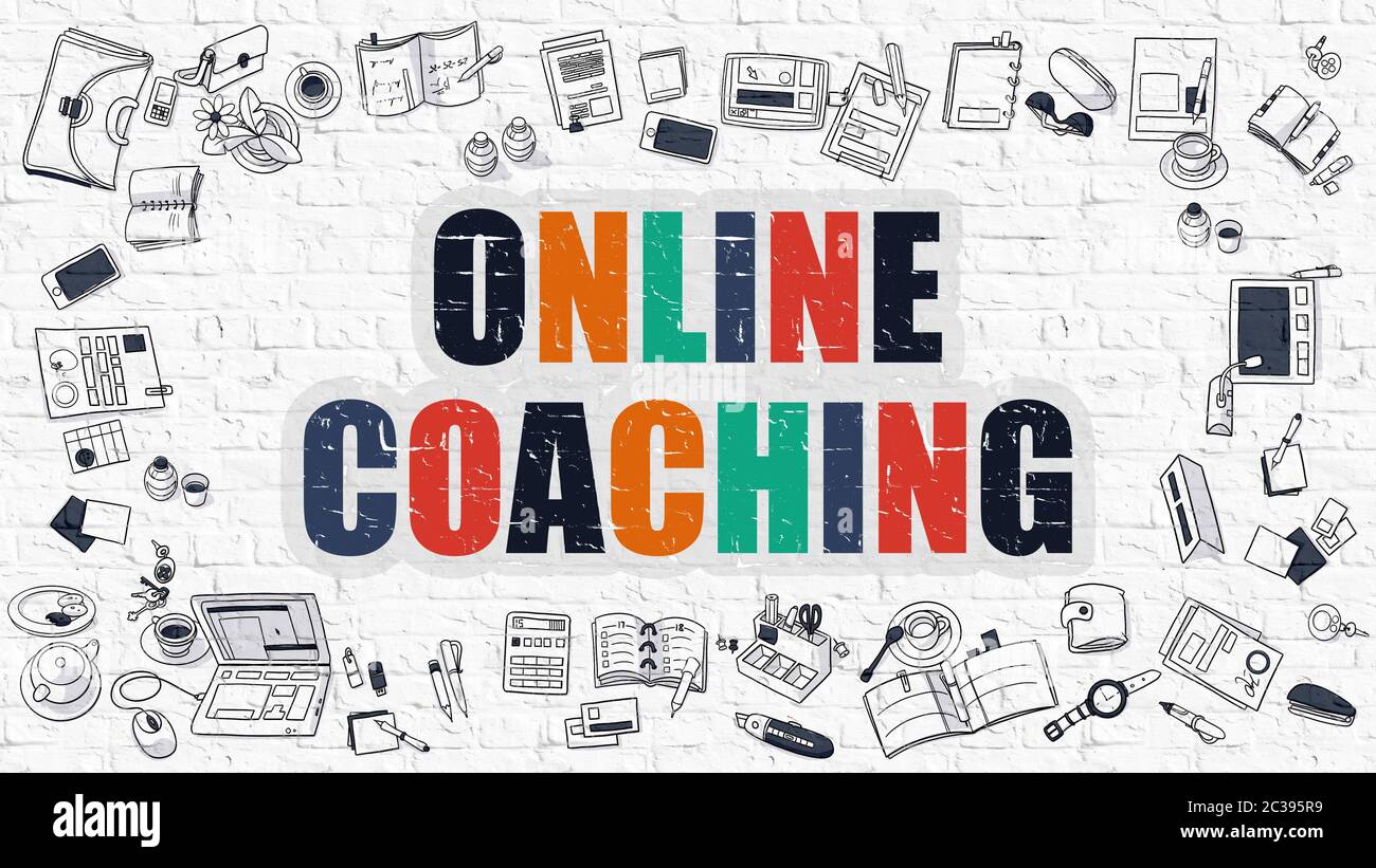 Online Coaching Concept. Modern Line Style Illustration. Multicolor ...