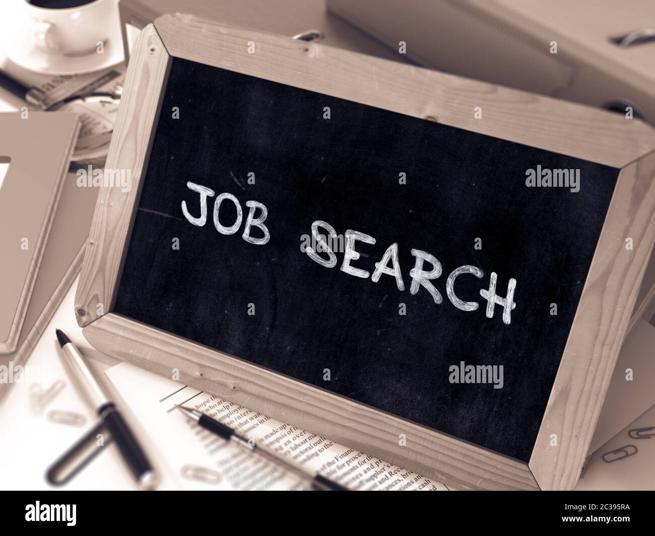 Job Search Handwritten by White Chalk on a Blackboard. Composition with ...