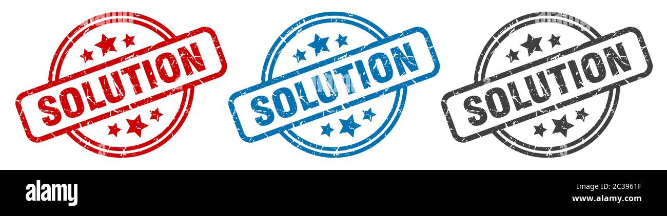 solution stamp. solution round isolated sign. solution label set Stock ...