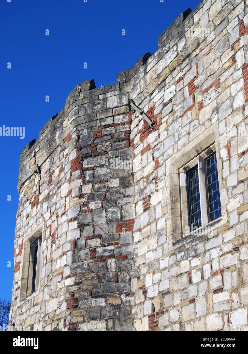 a close up of a corner turrets on Lendal Tower the 14 th century ...
