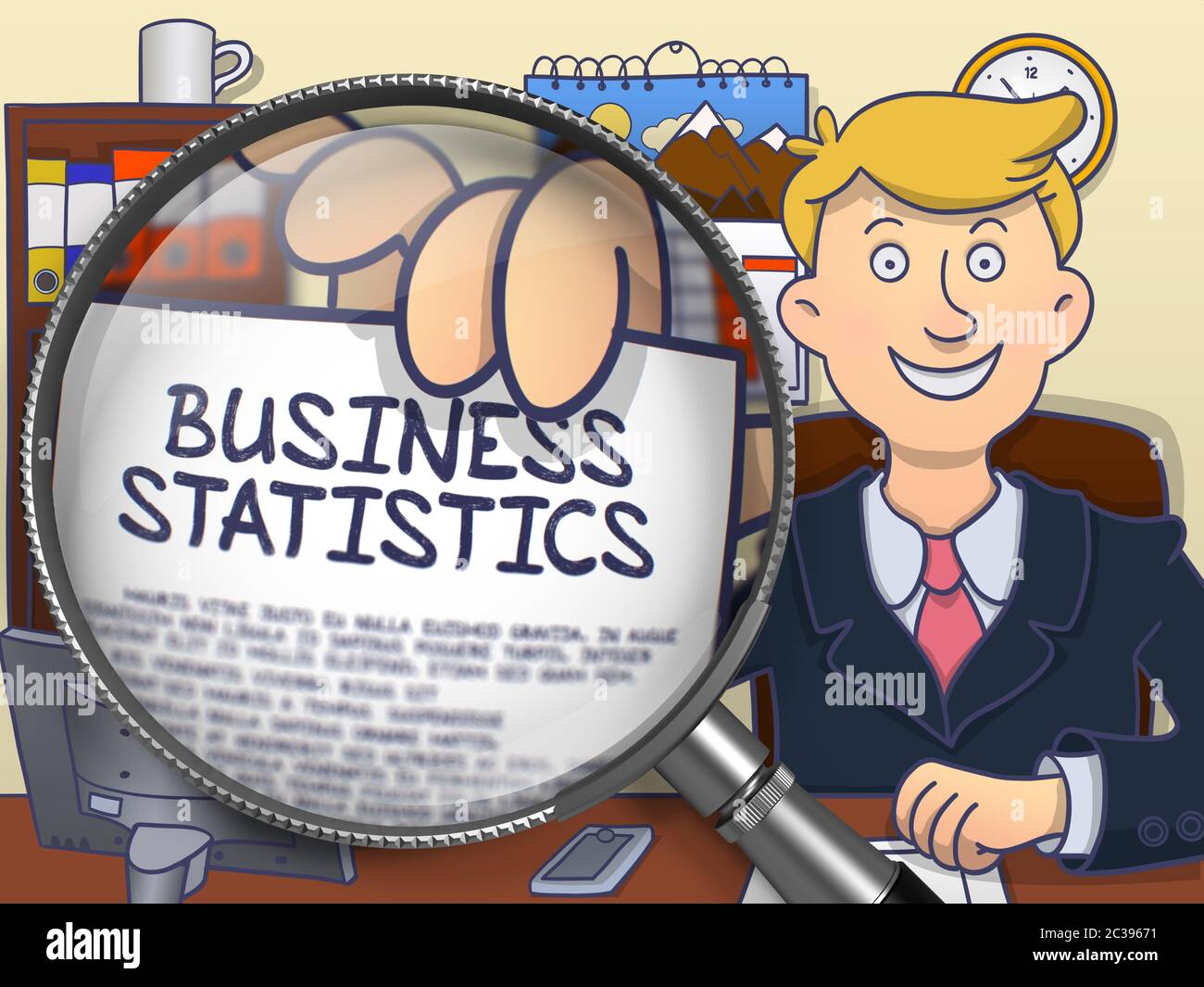 Business Statistics on Paper in Officeman's Hand to Illustrate a ...