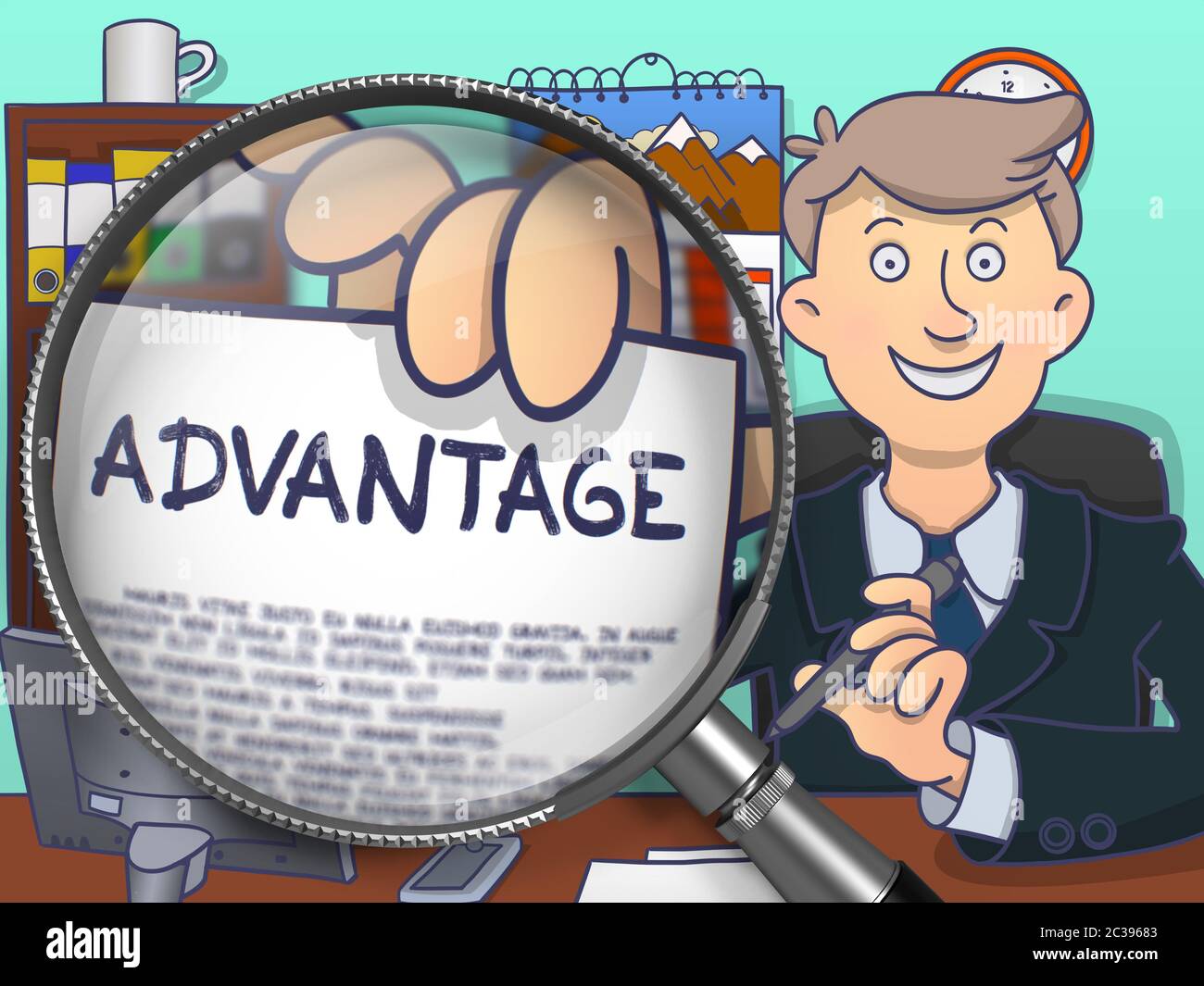 Advantage. Stylish Businessman Sitting in Offiice and Holding a Concept ...